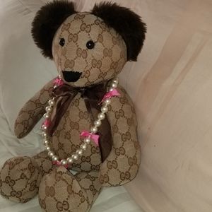 Gucci | Accessories | Custom Made Gucci Teddy Bear In Brown Monogram Gg ...